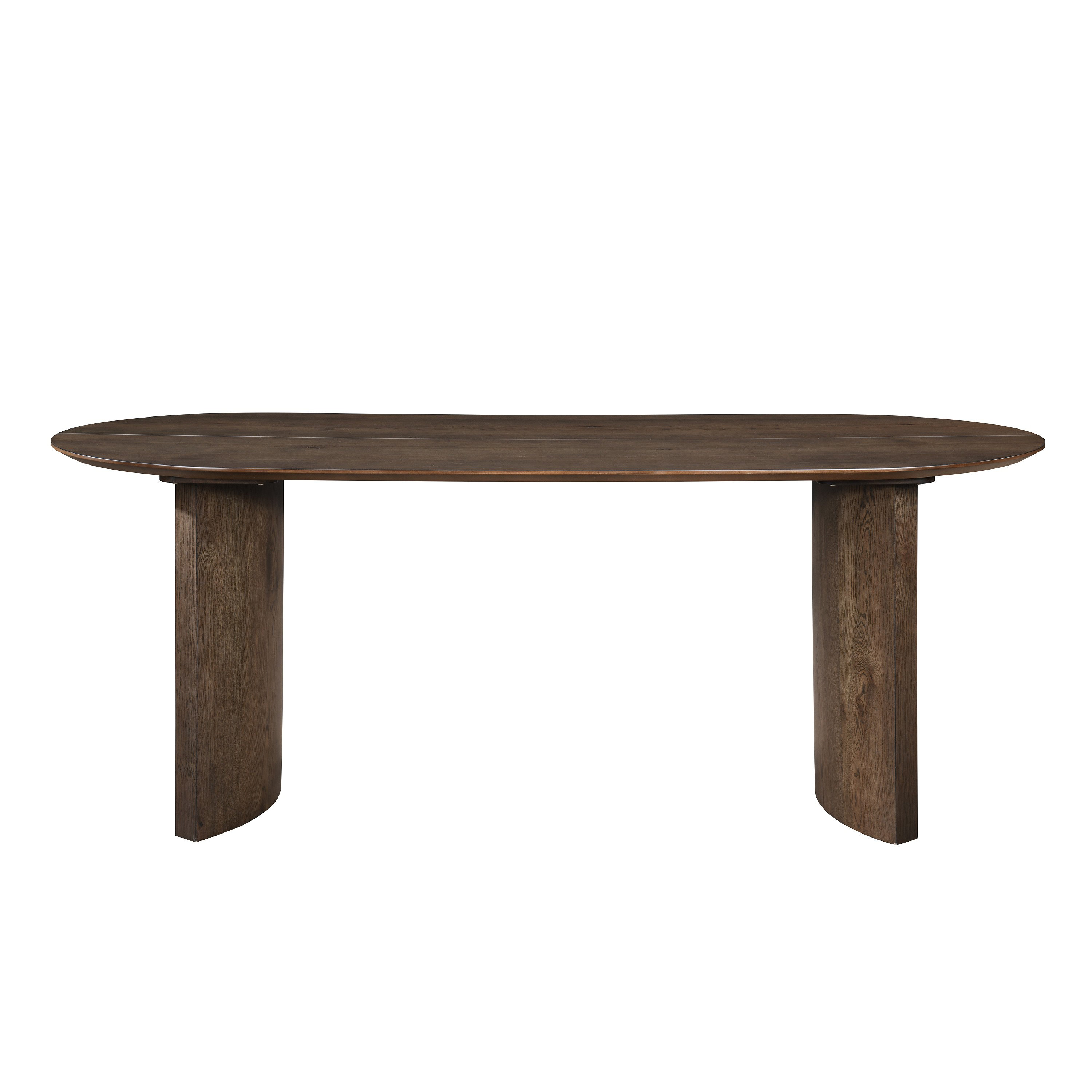Benjara Ony Dining Table, 79 Inch Oval Top, Dark Walnut Brown Pedestal ...