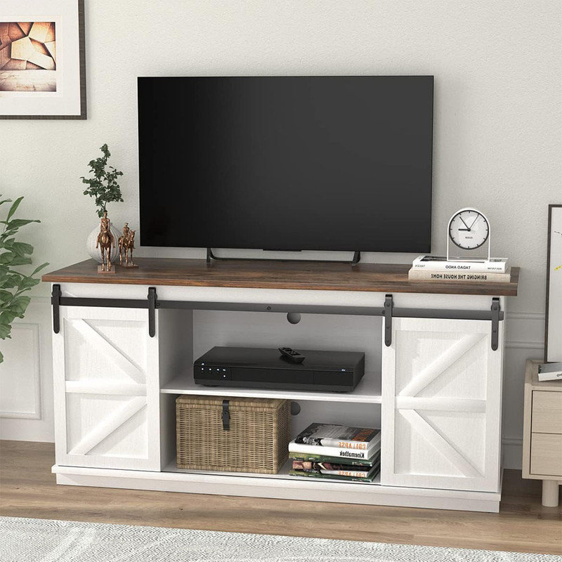 August Grove® Entertainment Center with Storage Cabinets and Sliding ...