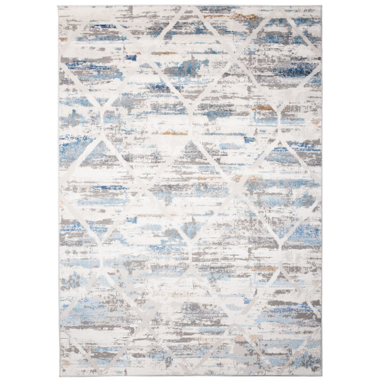 Borough Wharf Dalzell Geometric Machine Woven Flatweave Blue/Beige Area ...