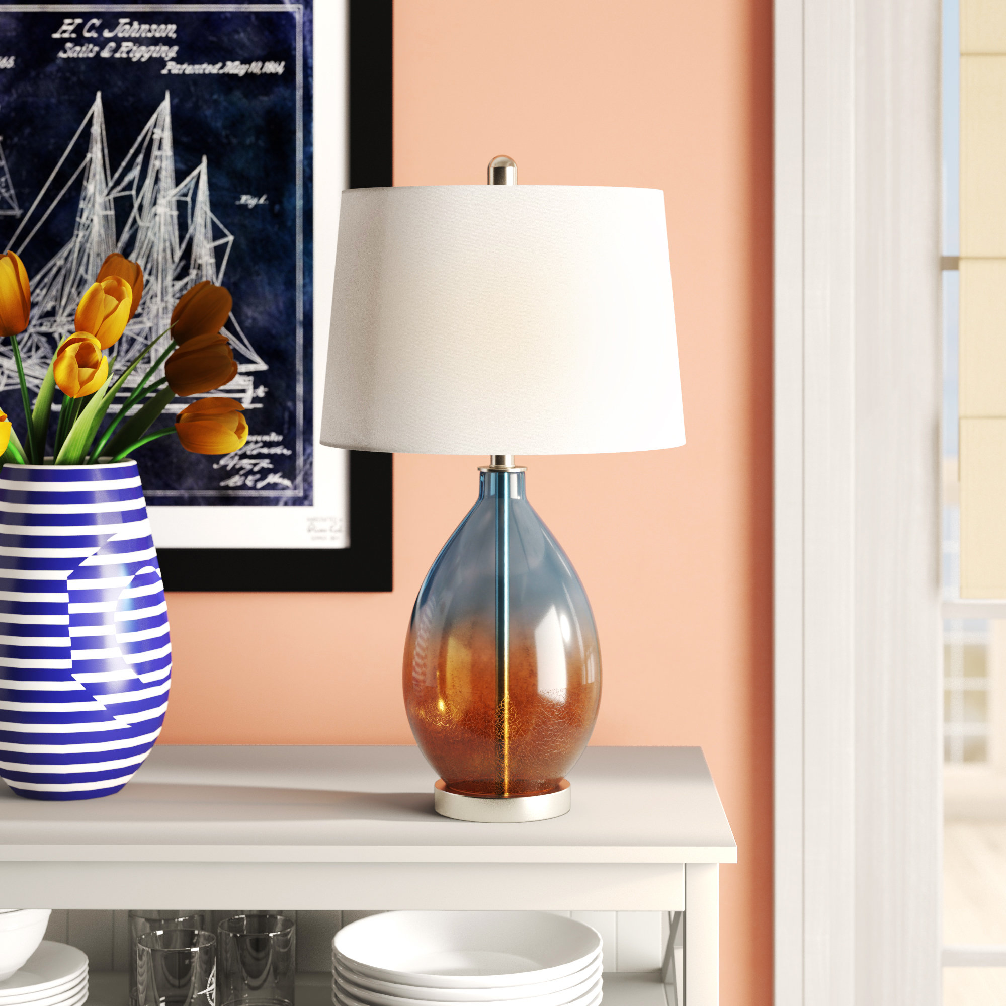 Beachcrest Home Payne Ombre Glass Table Lamp & Reviews | Wayfair