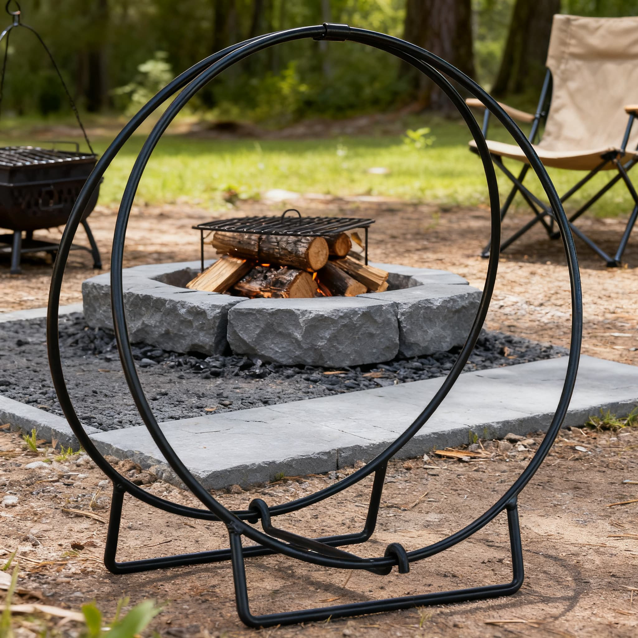 17 Stories Heavy-Duty Firewood Log Hoop Rack With 1/2 Inch Solid Steel ...