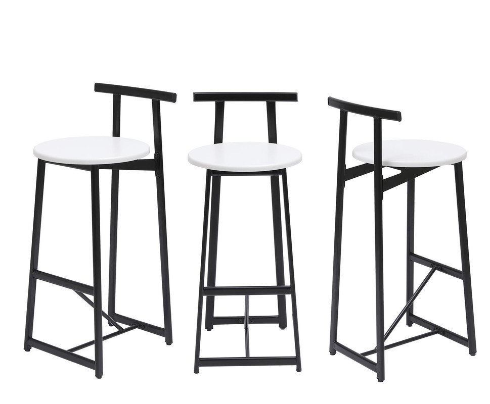 George Oliver 3-Piece Set of Metal Bar Stools with Backrests for ...
