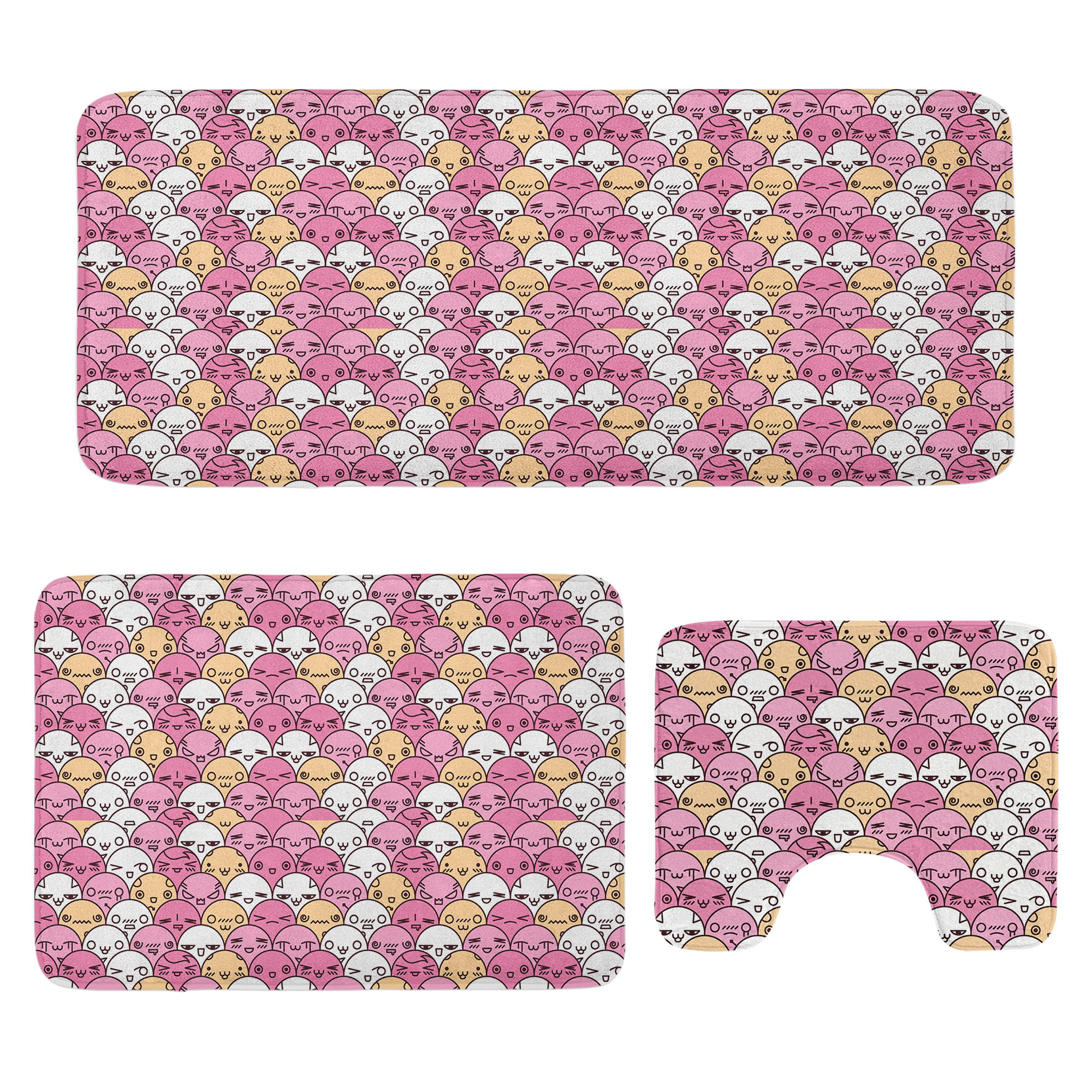Latitude Run® Anime Bathroom Rug Set 3 Pieces U-Shape & Rectangle Mats ...