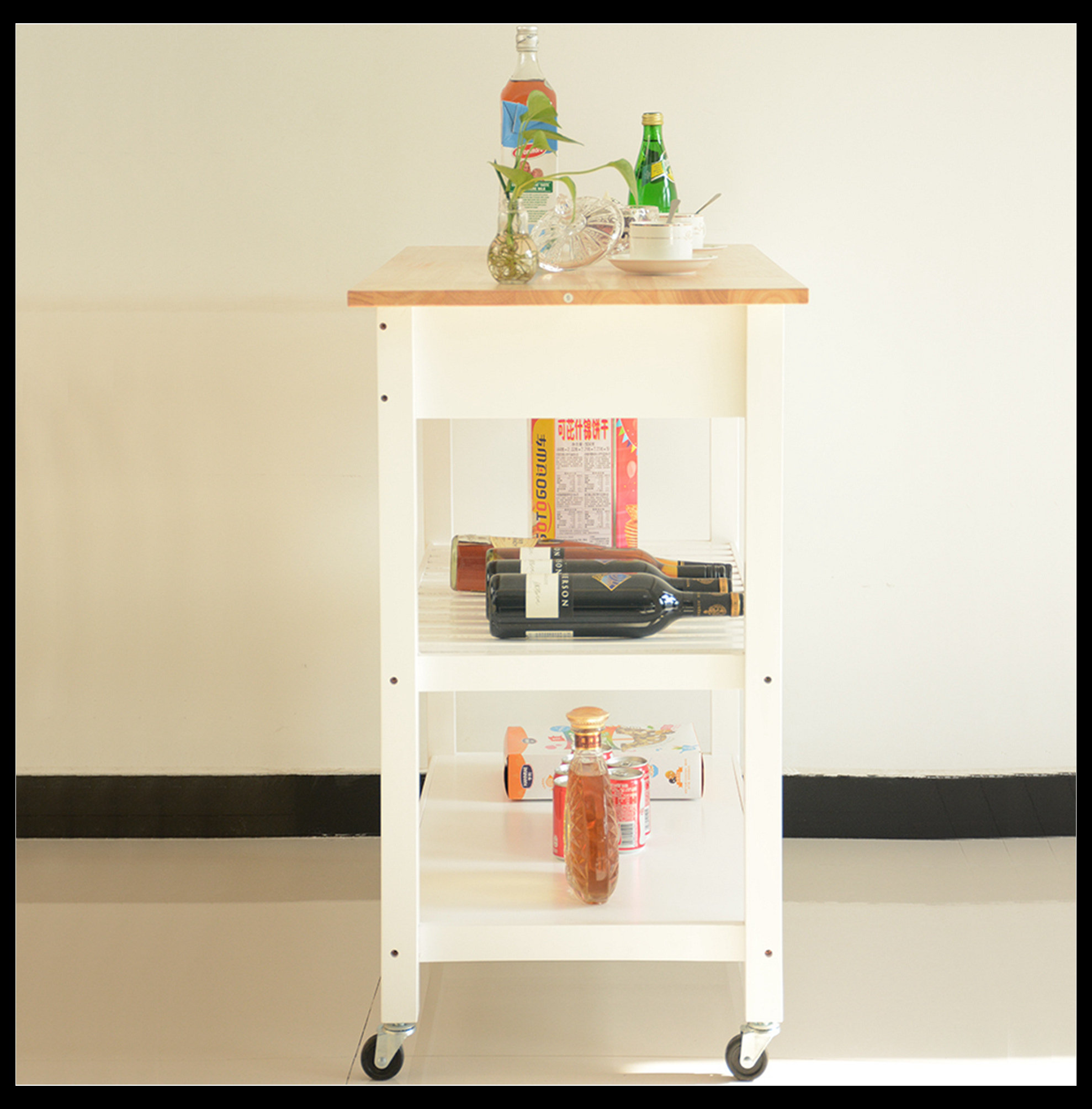 Think Urban Mobile Kitchen Island with Two Lockable Wheels, Simple ...