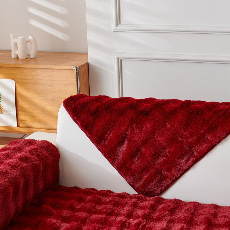 Mercer41 Shaggy Fur Box Cushion Sofa Slipcover & Reviews | Wayfair