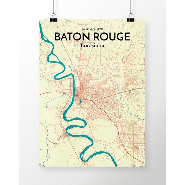 Wrought Studio Baton Rouge City Map - Graphic Art Print | Wayfair