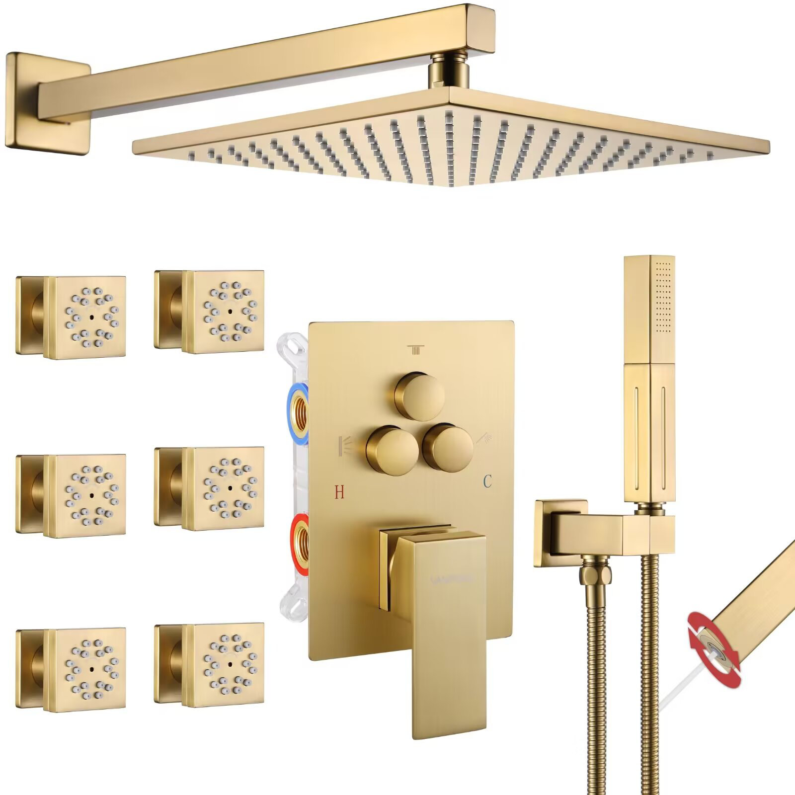 VANFOXLE Pressure-Balanced (Temperature and Volume) Complete Shower ...