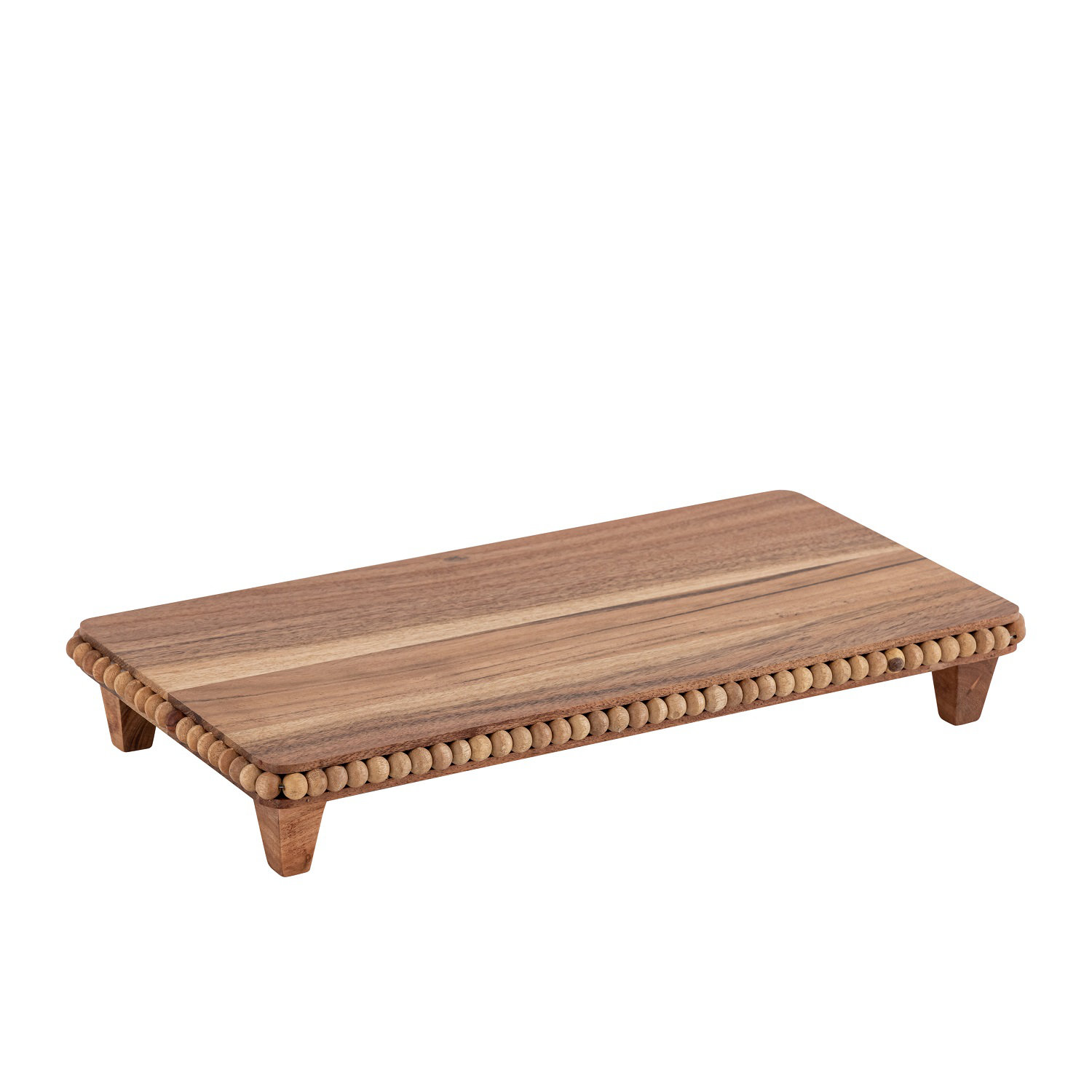 AllModern Acacia Wood Beaded Rect Riser | Wayfair