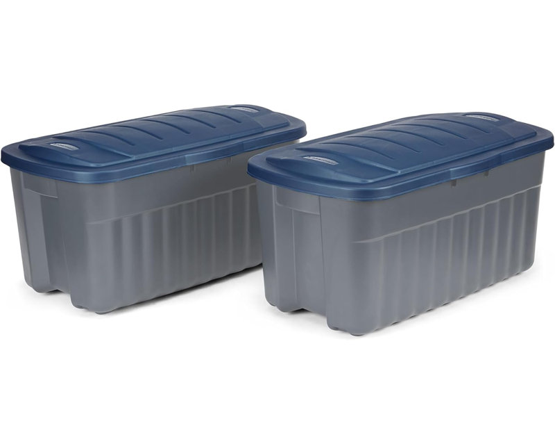 Rubbermaid Roughneck Storage Totes, 40 Gallon, 2 Pack, Dark Indigo ...