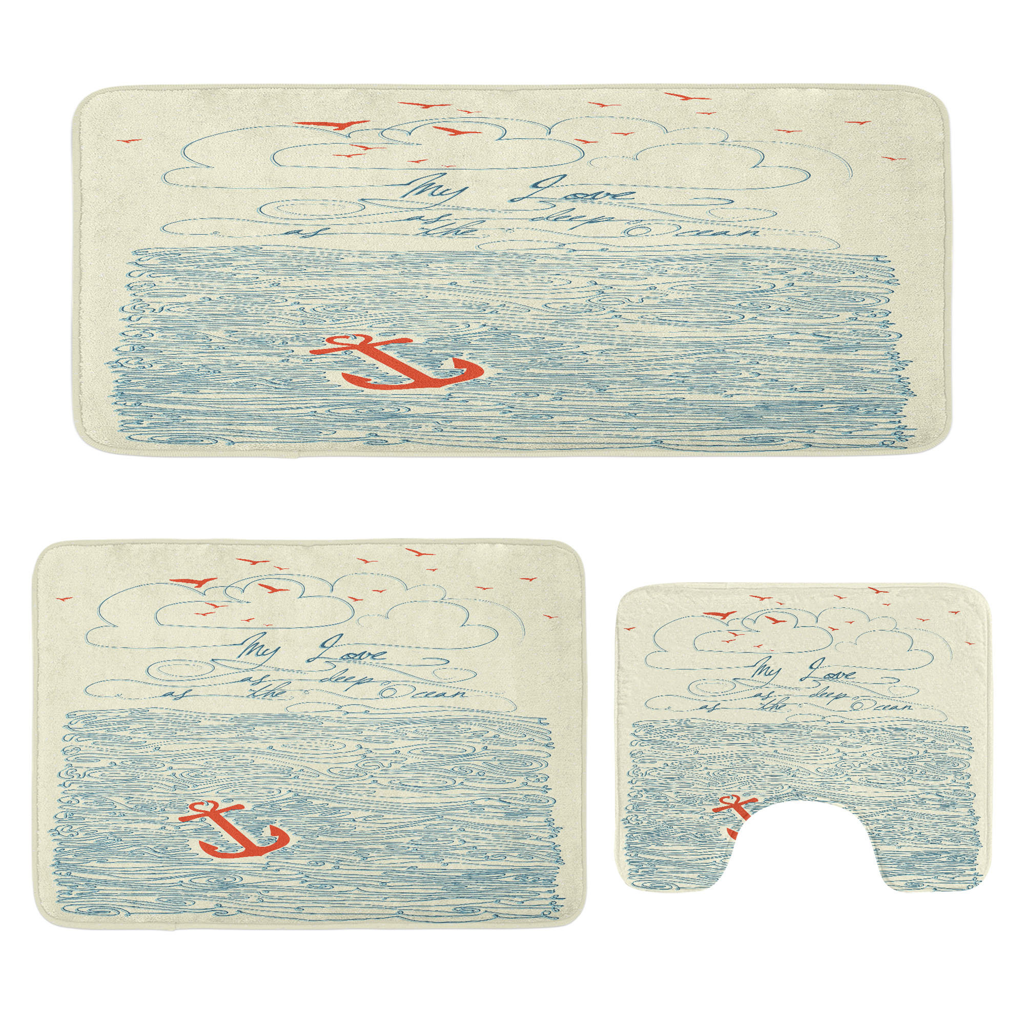 East Urban Home Saying Bathroom Rug Set 3 Pieces U-Shape & Rectangle ...