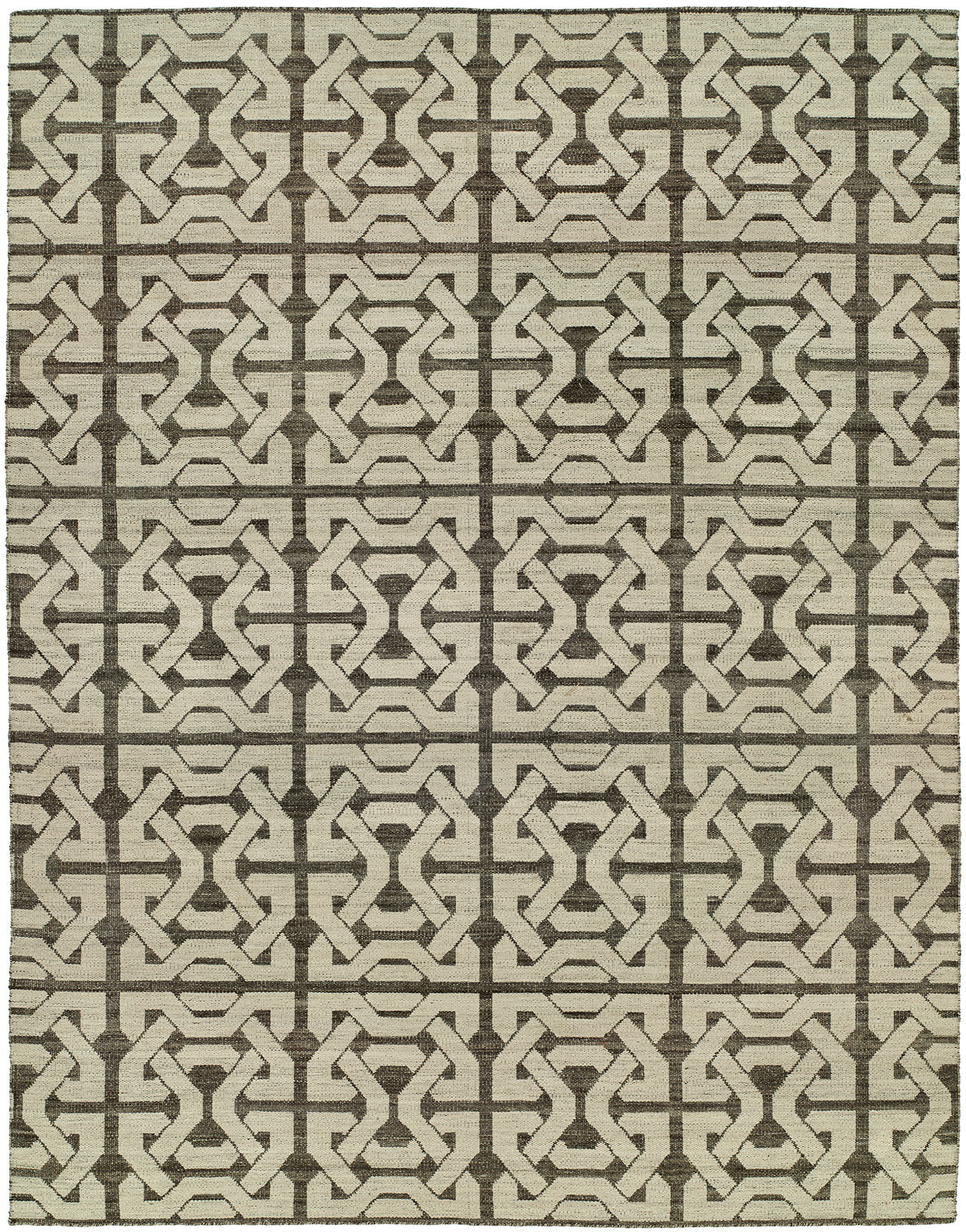 The Conestoga Trading Co. Geometric Handwoven Wool Ivory/Black Area Rug ...