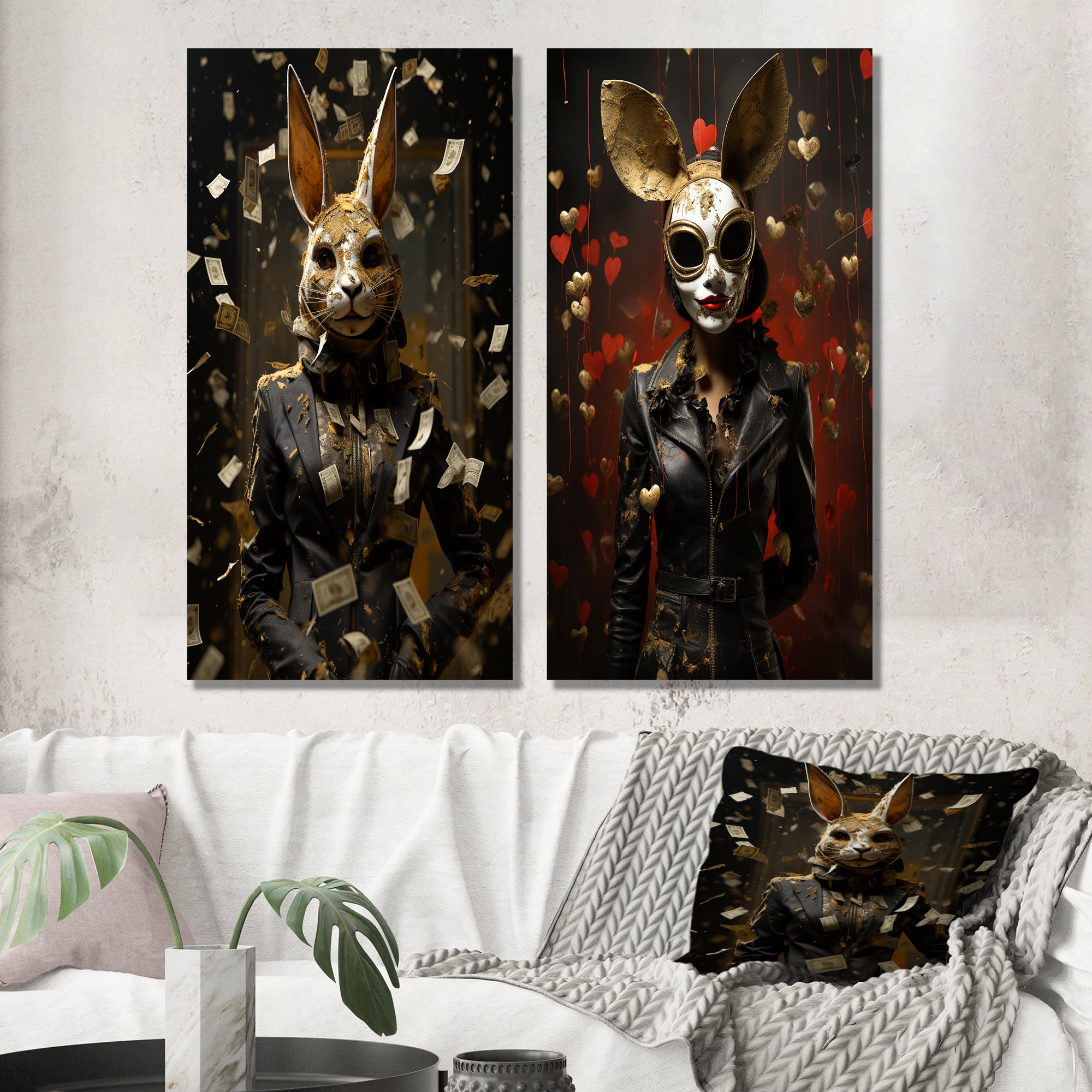 Trinx Bunny Bank Robber Street Art I - Abstract Metal Wall Art Living ...