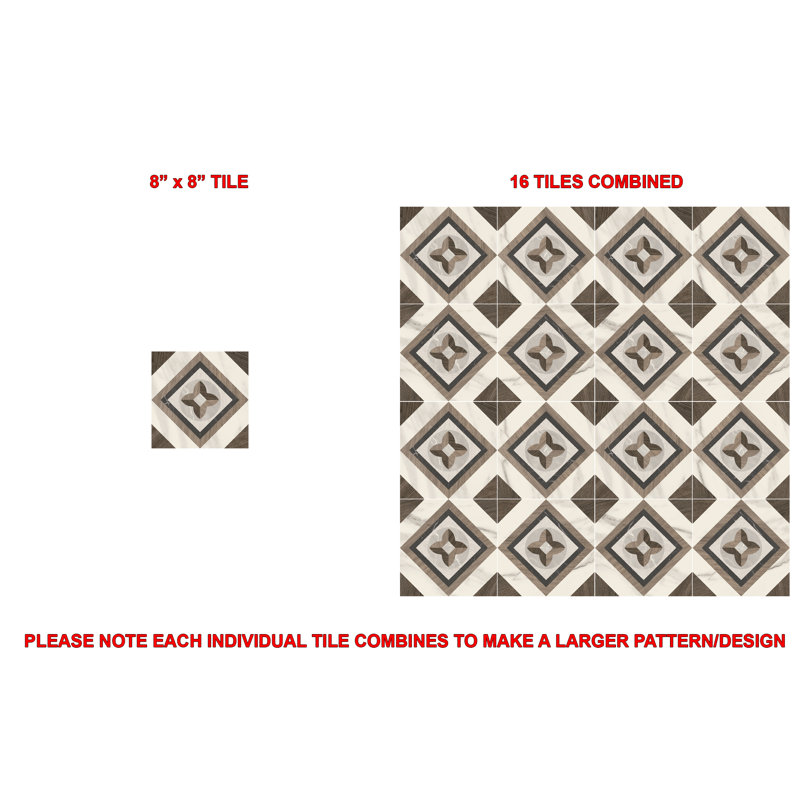 Encore Surfaces Intarsi Glam 02 8" x 8" Spanish/Pattern Look Wall ...