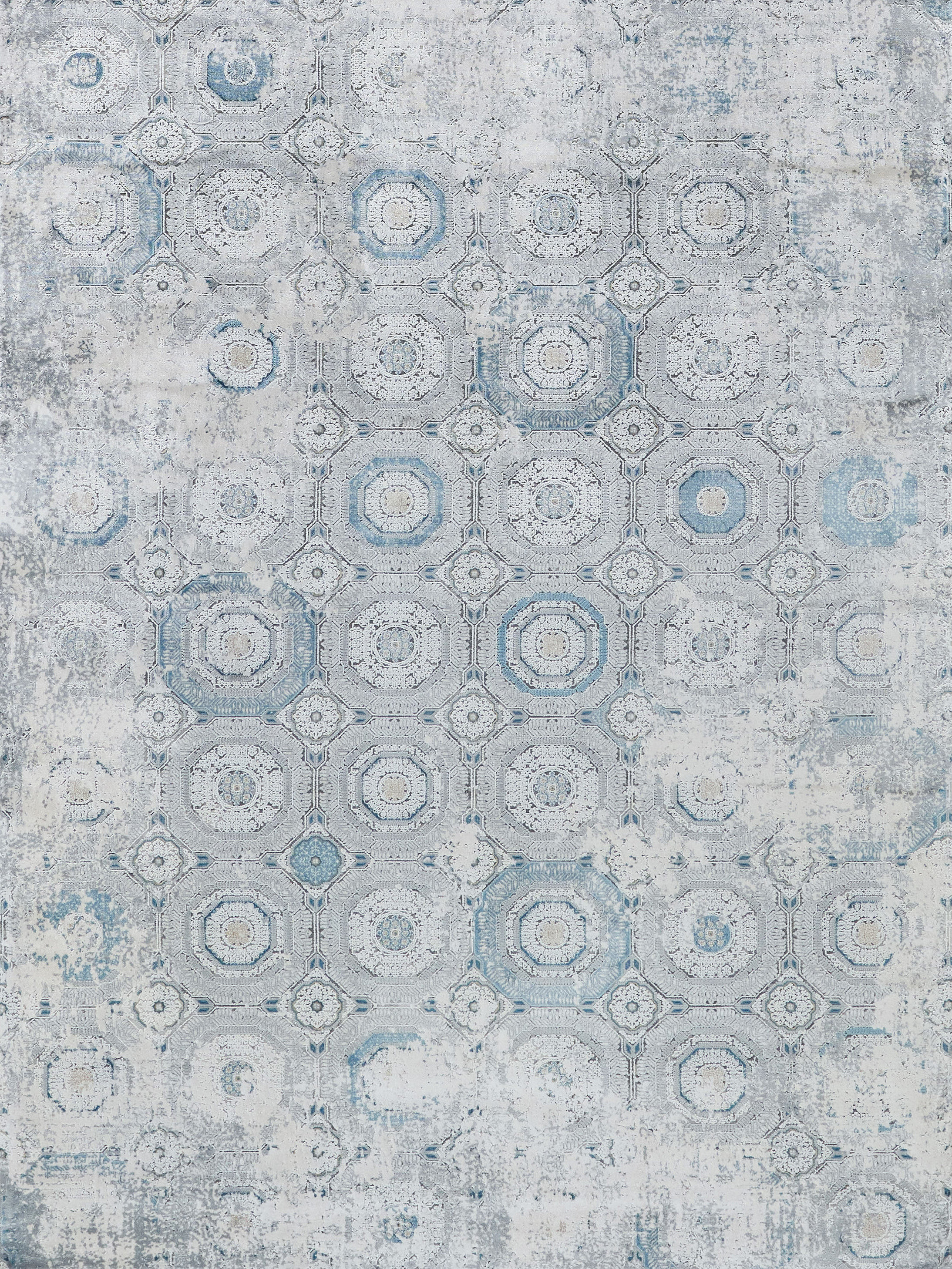 EXQUISITE RUGS Legacy Ivory/Blue Acrylic/Viscose powerloom Area Rug ...