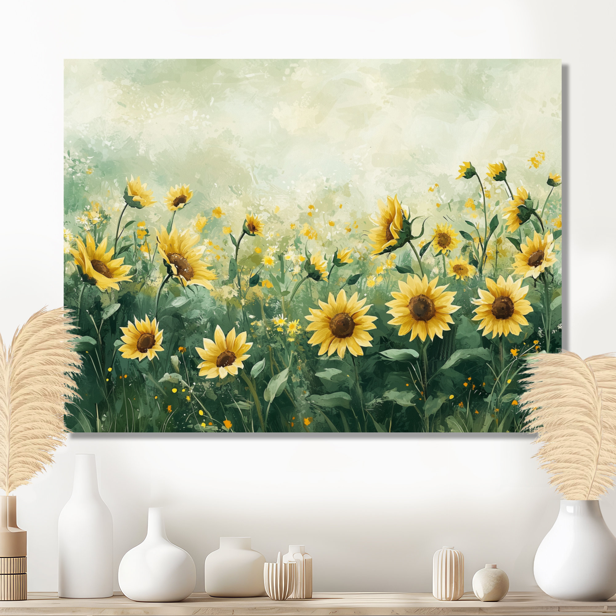 August Grove® Dorce Summer Sunflower Meadow In Canada - Sunflowers Wall ...