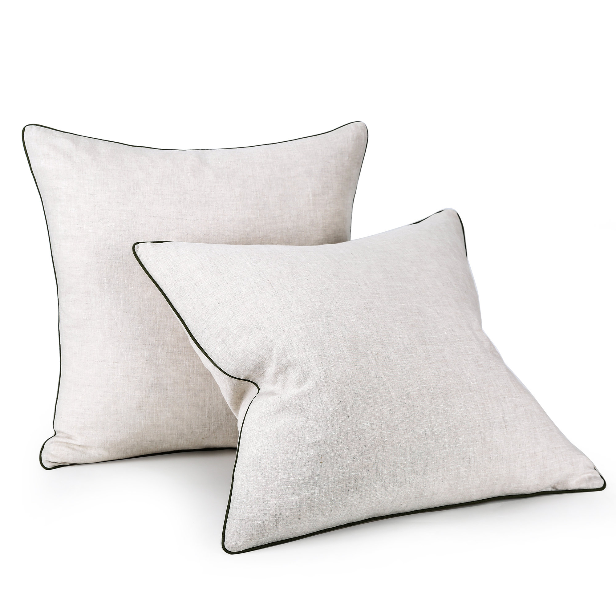 THE-TINOART 100% Pure French Linen Piped European Square Pillow Shams ...