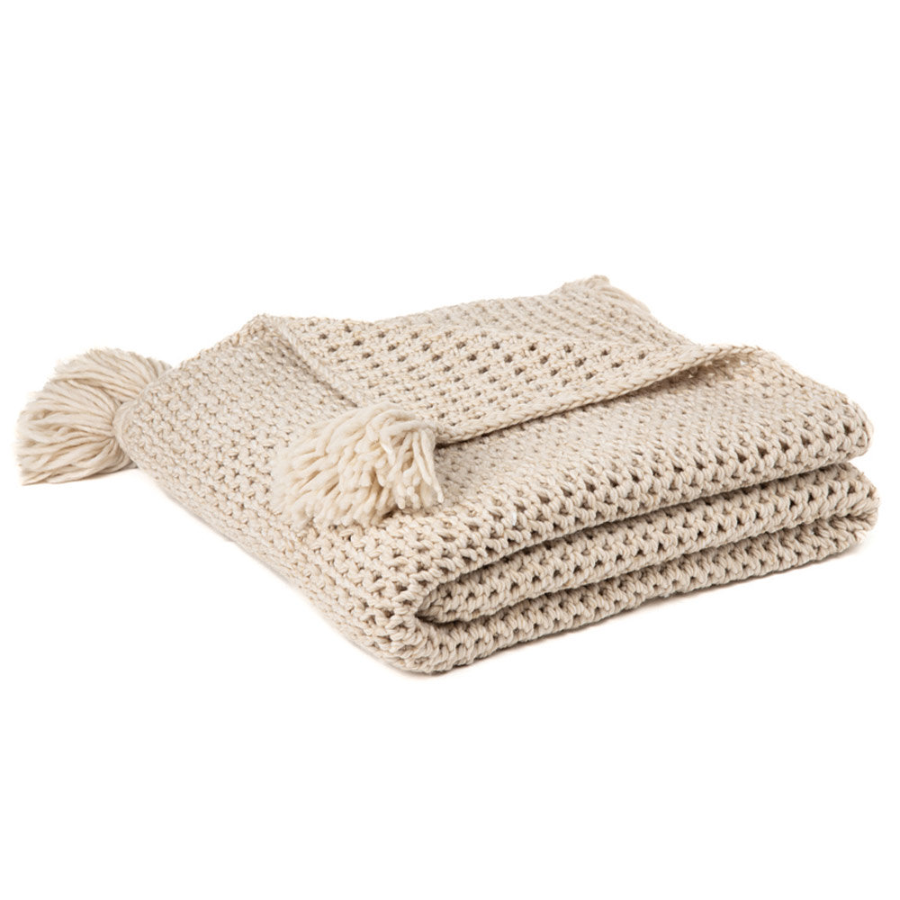 Brunelli Janick natural knit throw | Wayfair