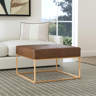 Homepop Large Square Metal Ottoman - Faux Leather & Reviews | Wayfair