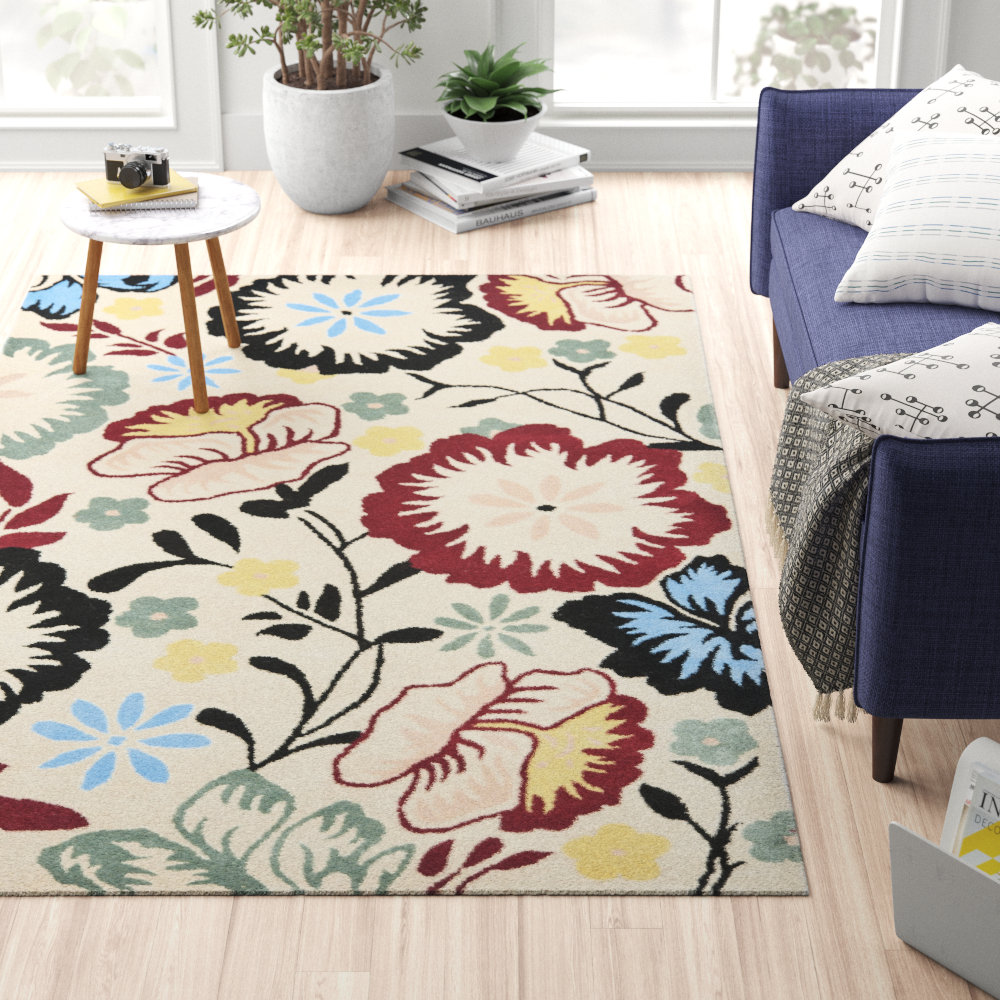Red Barrel Studio® Soho Hand Tufted Wool And Viscose Floral Rug | Wayfair