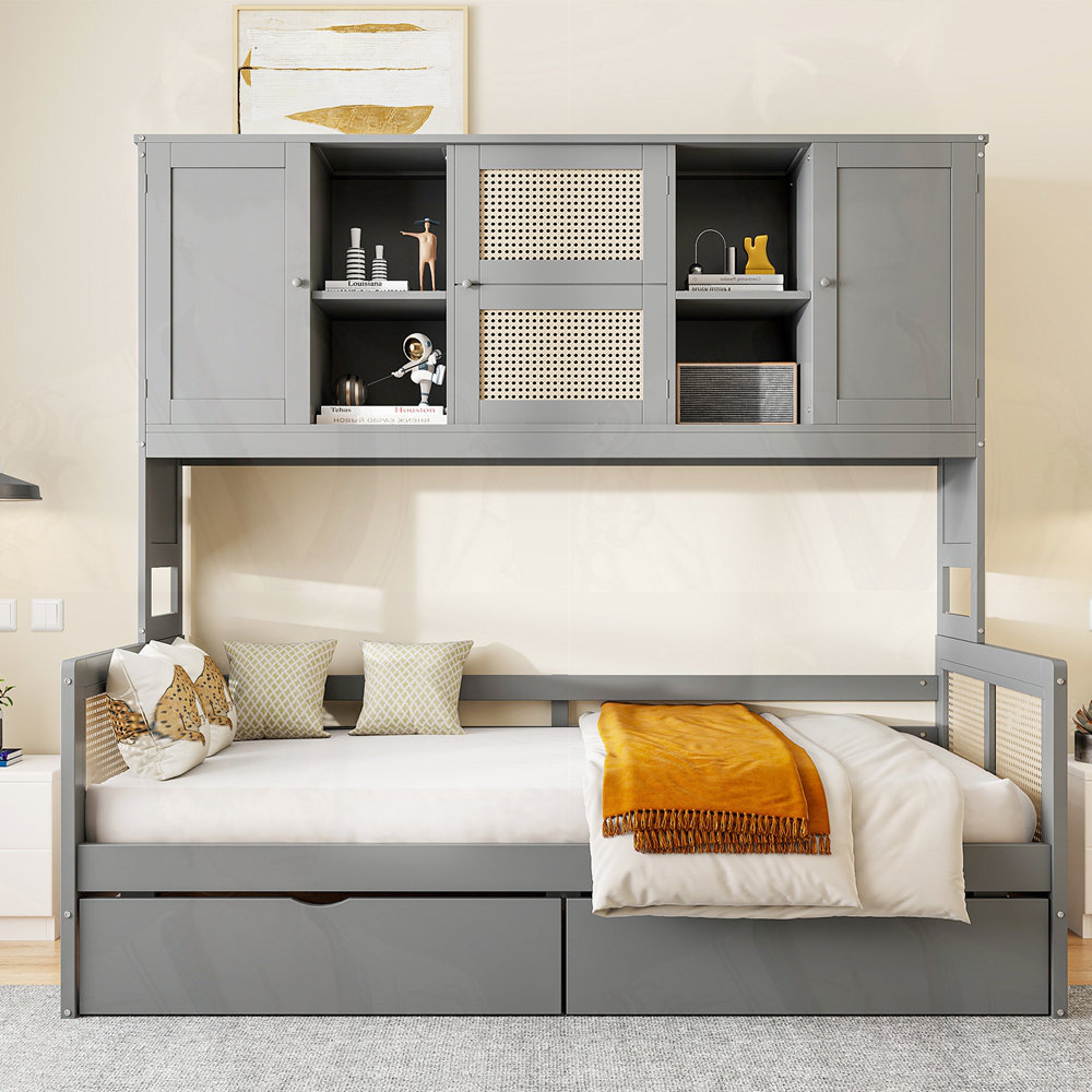 Bay Isle Home™ All-in-One Cabinet and Shelf Wooden Daybed With 2 ...