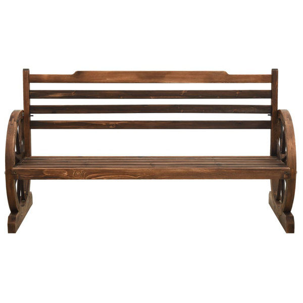 Millwood Pines Wheel Bench Garden Wooden Wheel Bench with Backrest ...