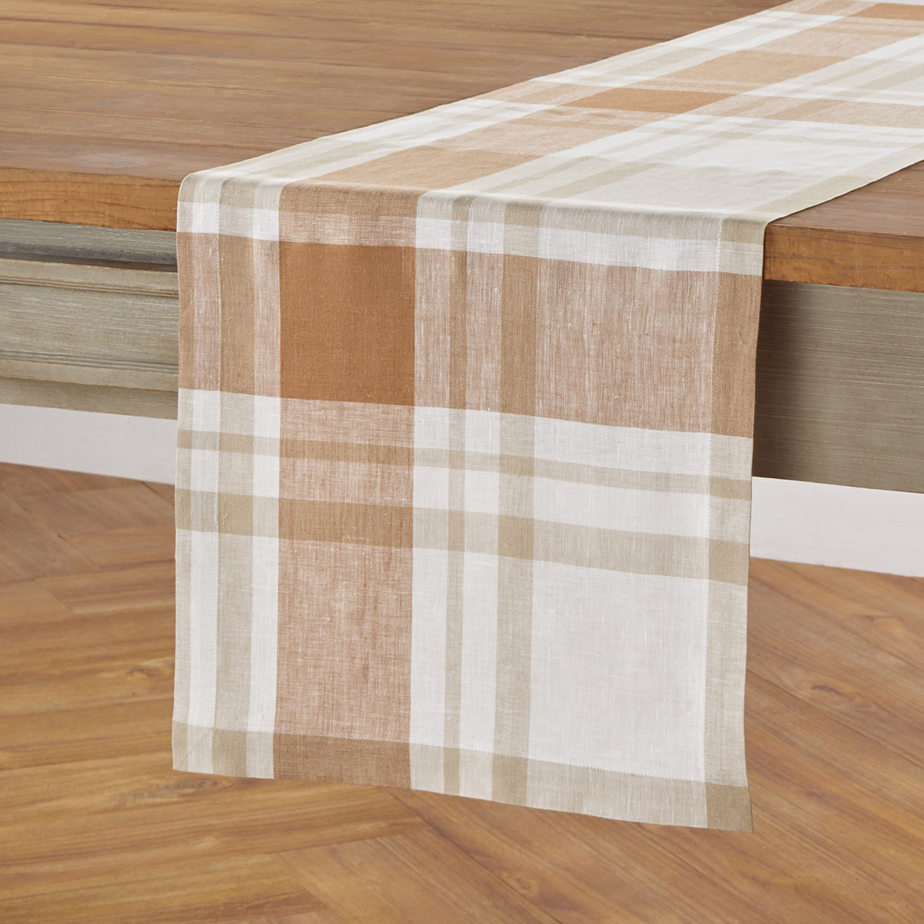 Solino Home Fall Harvest Plaid - 100% Pure Linen Table Runner | Wayfair