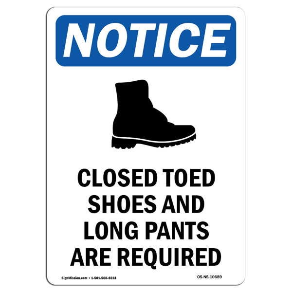 SignMission OSHA Notice - Closed Toed Shoes Sign With Symbol | Wayfair