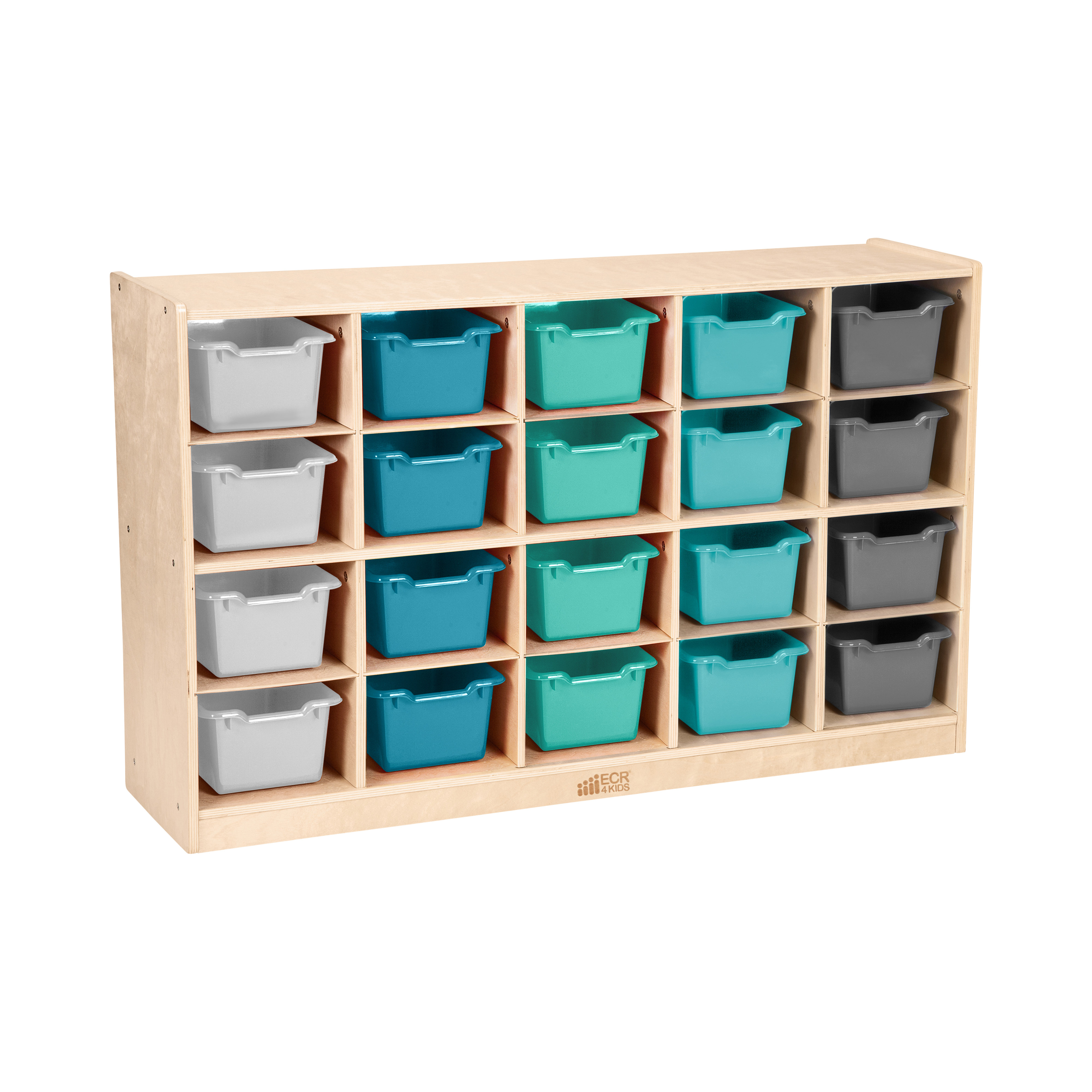 ECR4Kids 20 Cubby Tray Cabinet with Scoop Front Storage Bins, Classroom ...