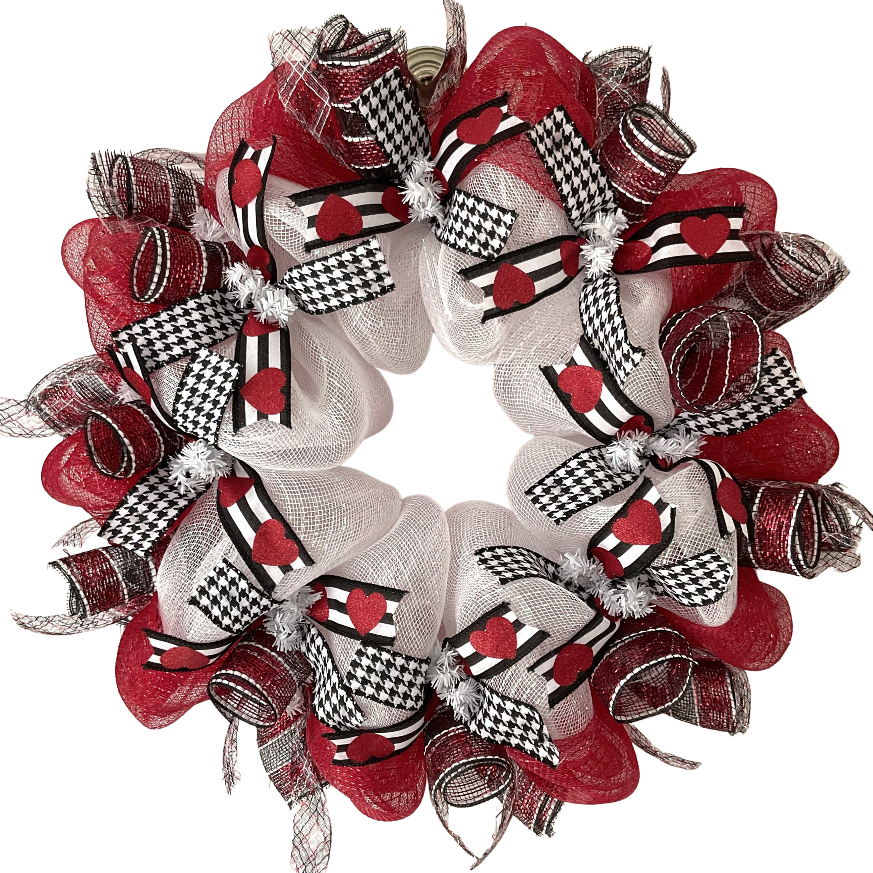 The Holiday Aisle® Valentine's Day Glittering Heart Ribbon Wreath | Wayfair