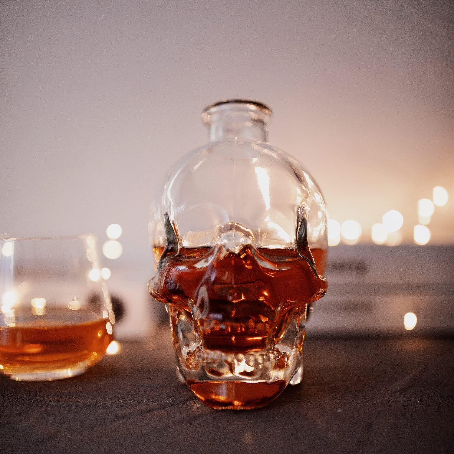 Dakota Fields Skull Decanter Lead-Free Glass With Cork Stopper ...
