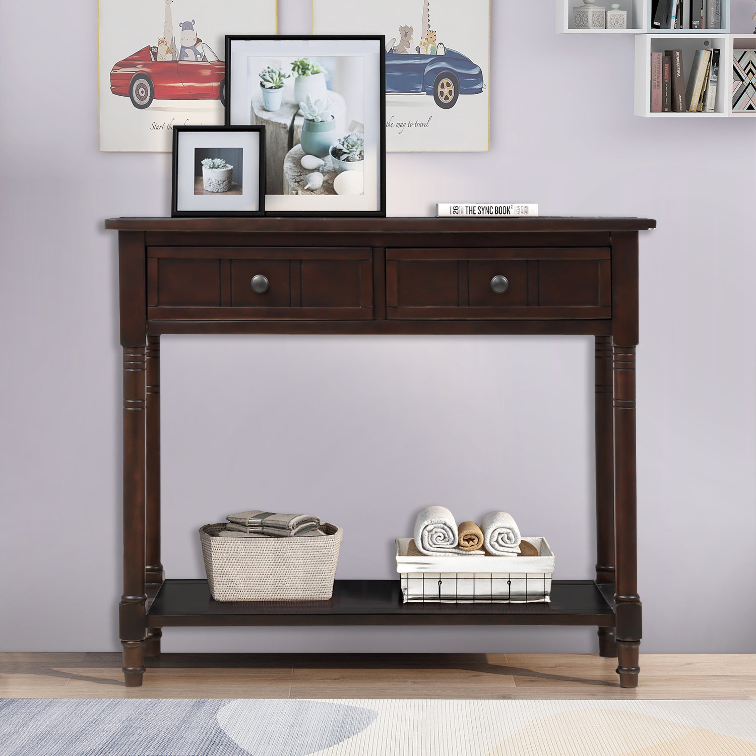 Breakwater Bay Vintage Pine Frame Console Table With Solid Wood Legs ...