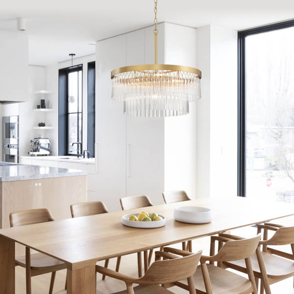 Mercer41 Kaison Glossy Bronze 5-light Two-tier Crystal Rod Drum ...