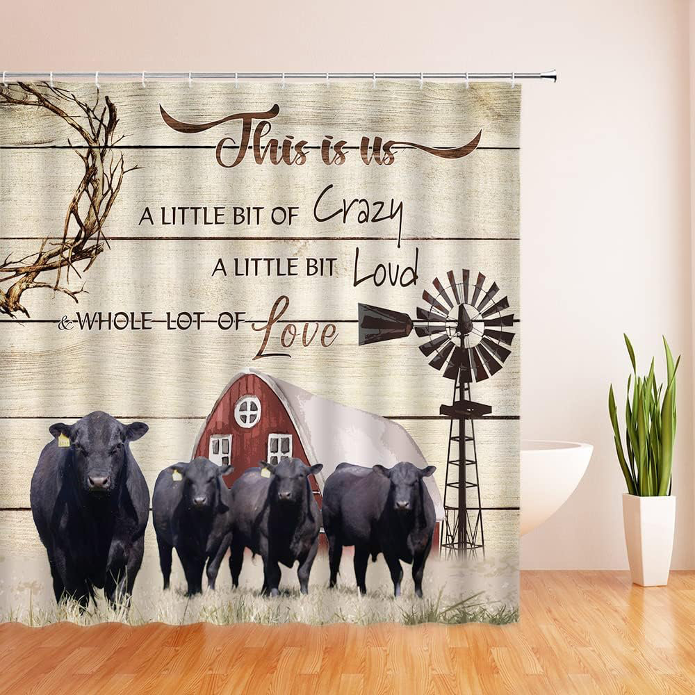Foundry Select Farm Animal Shower Curtain Farmhouse Barn Funny Animal ...