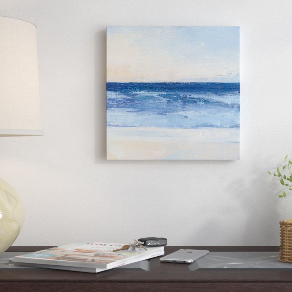 East Urban Home True Blue Ocean II Painting Print on Wrapped Canvas ...