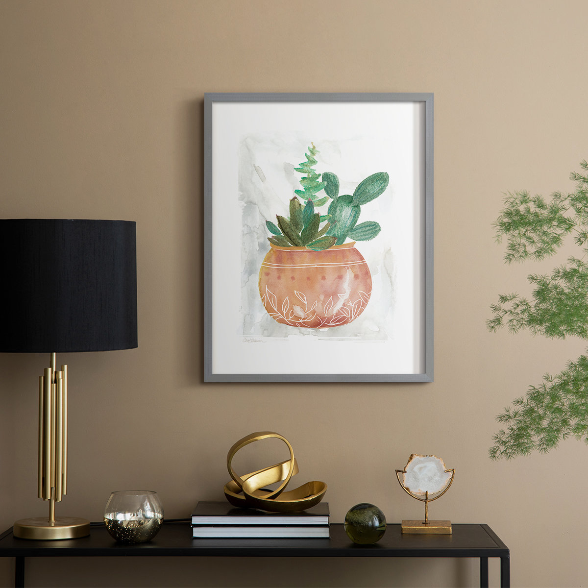 Dakota Fields Boho Succulent Framed Print - Solid Wood | Wayfair