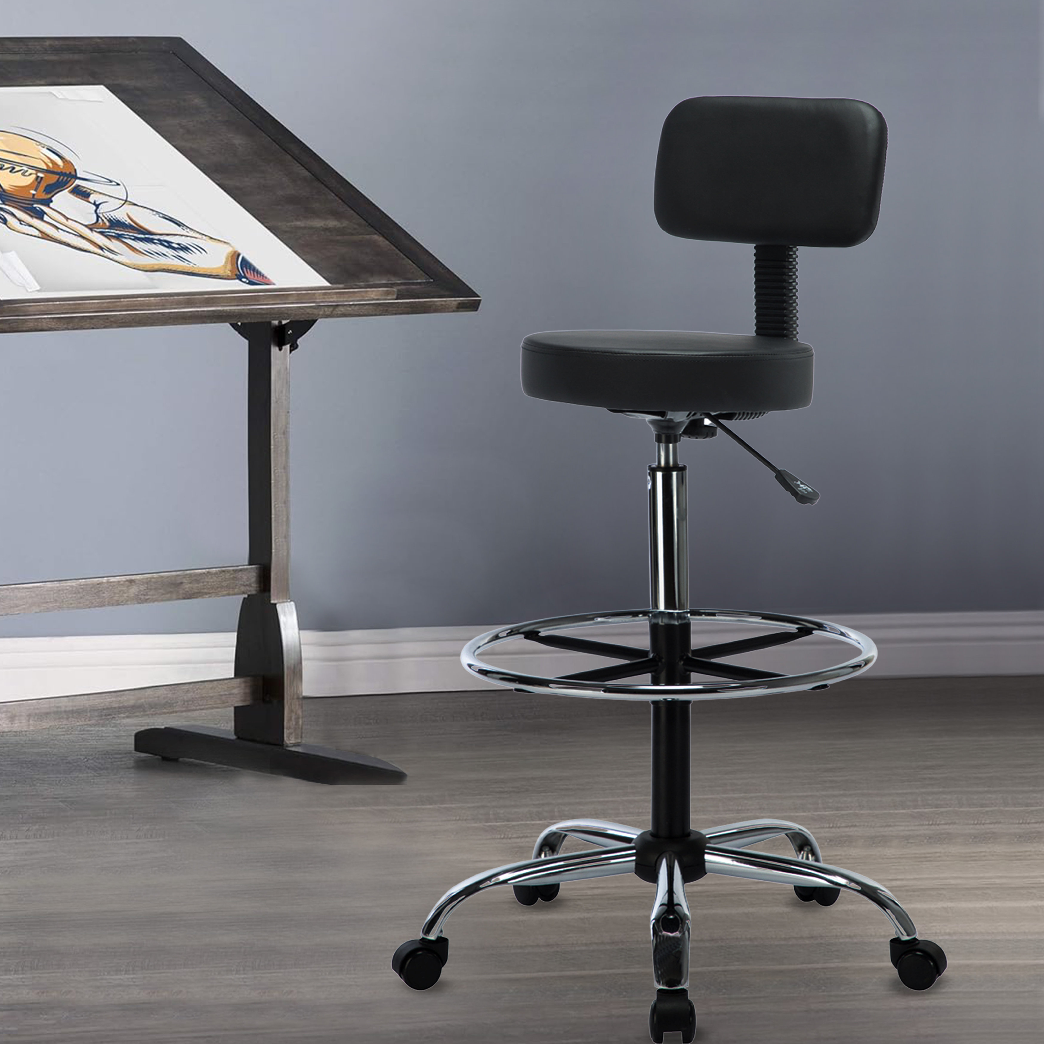 Wrought Studio™ Ardjan Elevate Your Workspace with Rolling stool for ...