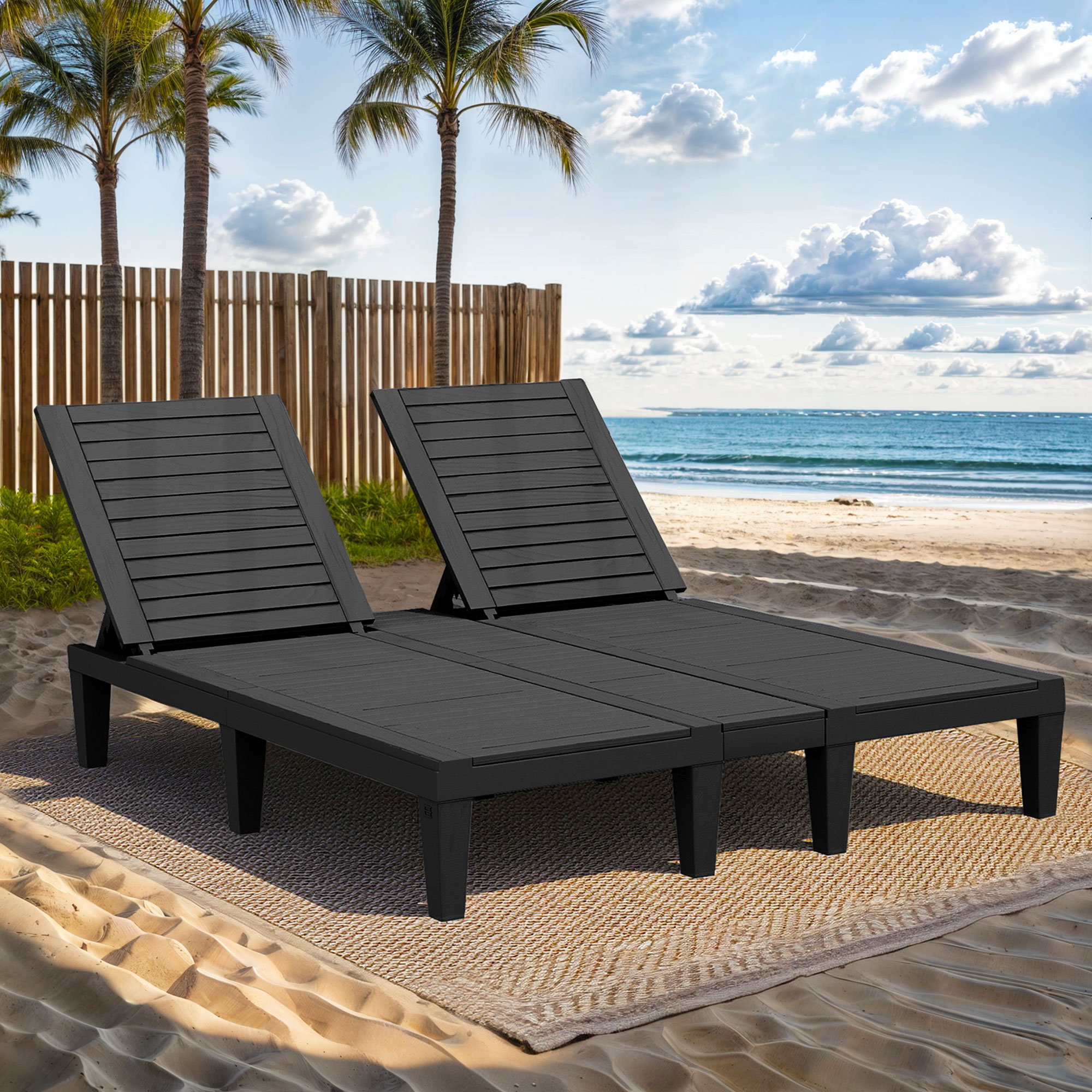 Ebern Designs 2-in-1 Reclining Outdoor Double Chaise Lounge - Wayfair ...