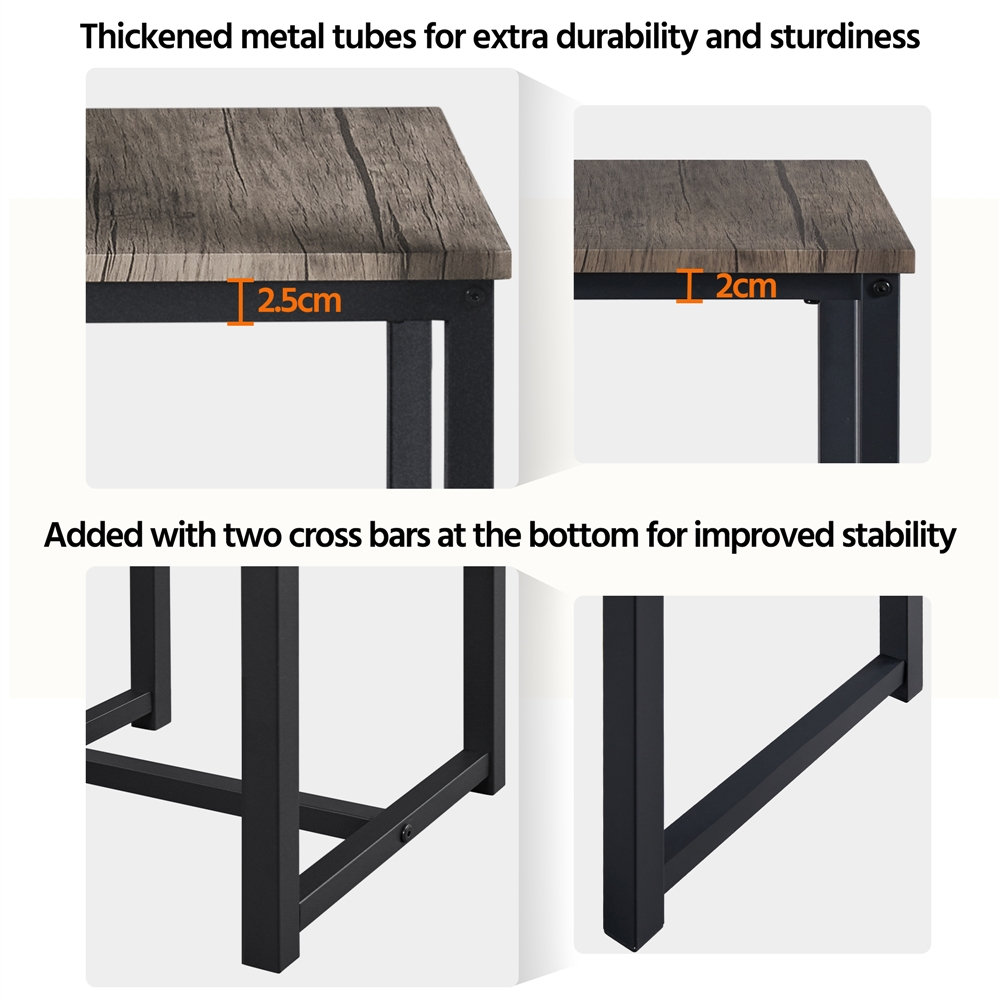 Latitude Run® 2-Person Industrial Dining Table Set Space Saving ...