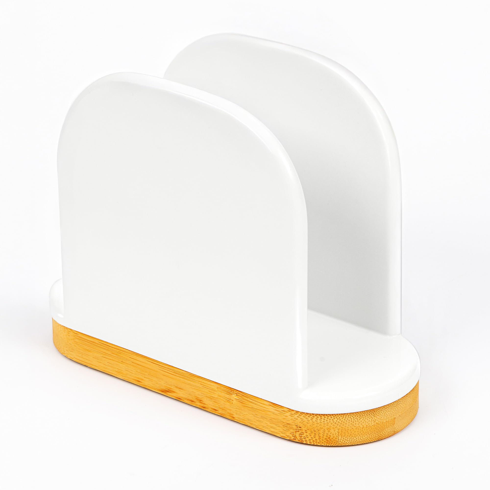 Corrigan Studio® White Standing Napkin Holder With Bamboo Bottom ...