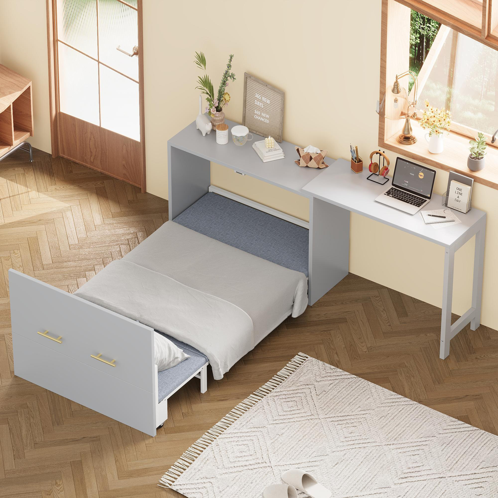 Latitude Run® Murphy Cabinet Bed with Adjustable Position Desk | Wayfair
