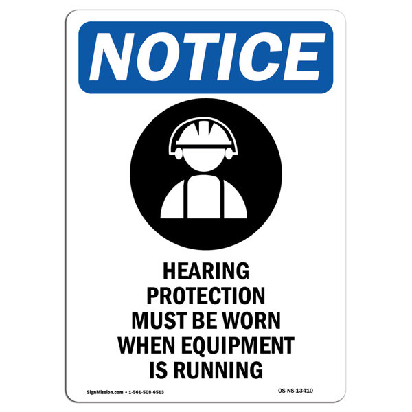 SignMission OSHA Notice - Hearing Protection Sign With Symbol | Heavy ...