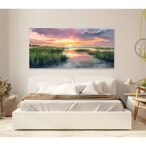 ART TERRITORY Marsh Sunset, Watercolor Marsh Painting Print, Extra ...