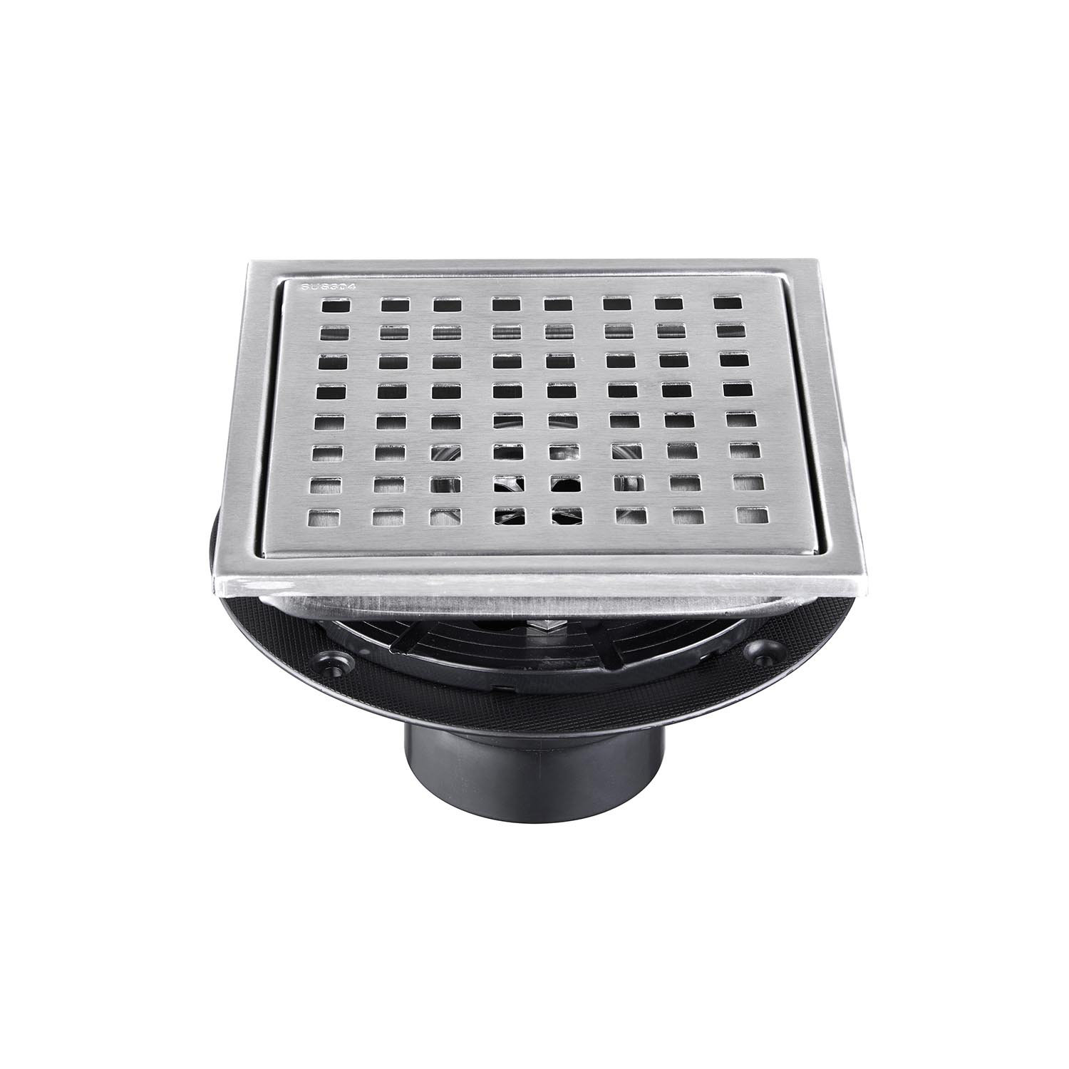 HHK HOME Square Stainless Steel Grid Shower Floor Drain With Flange ...
