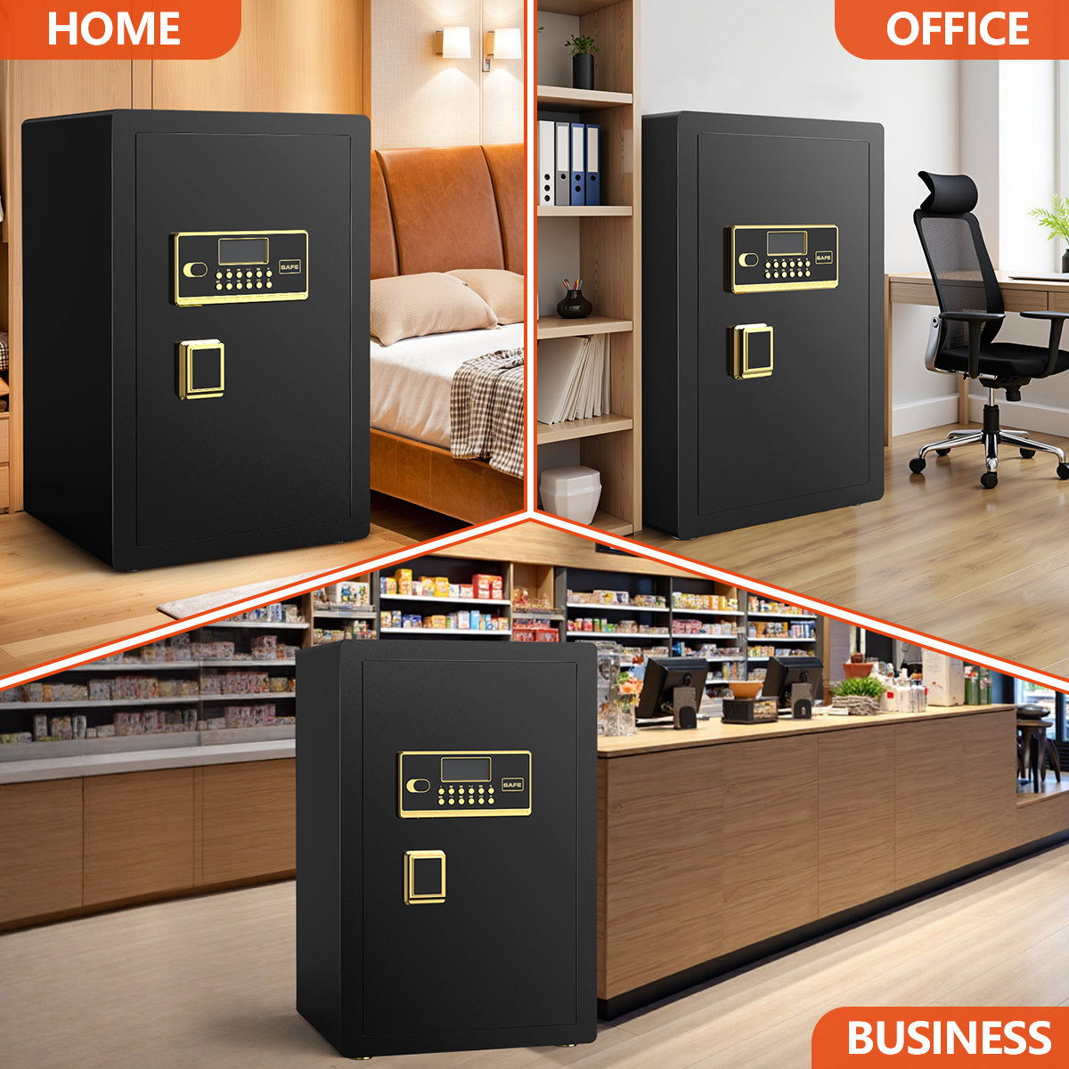 Besafety 5.55 Cuft Large Safe Box, Digital Keypad Home Safe With ...