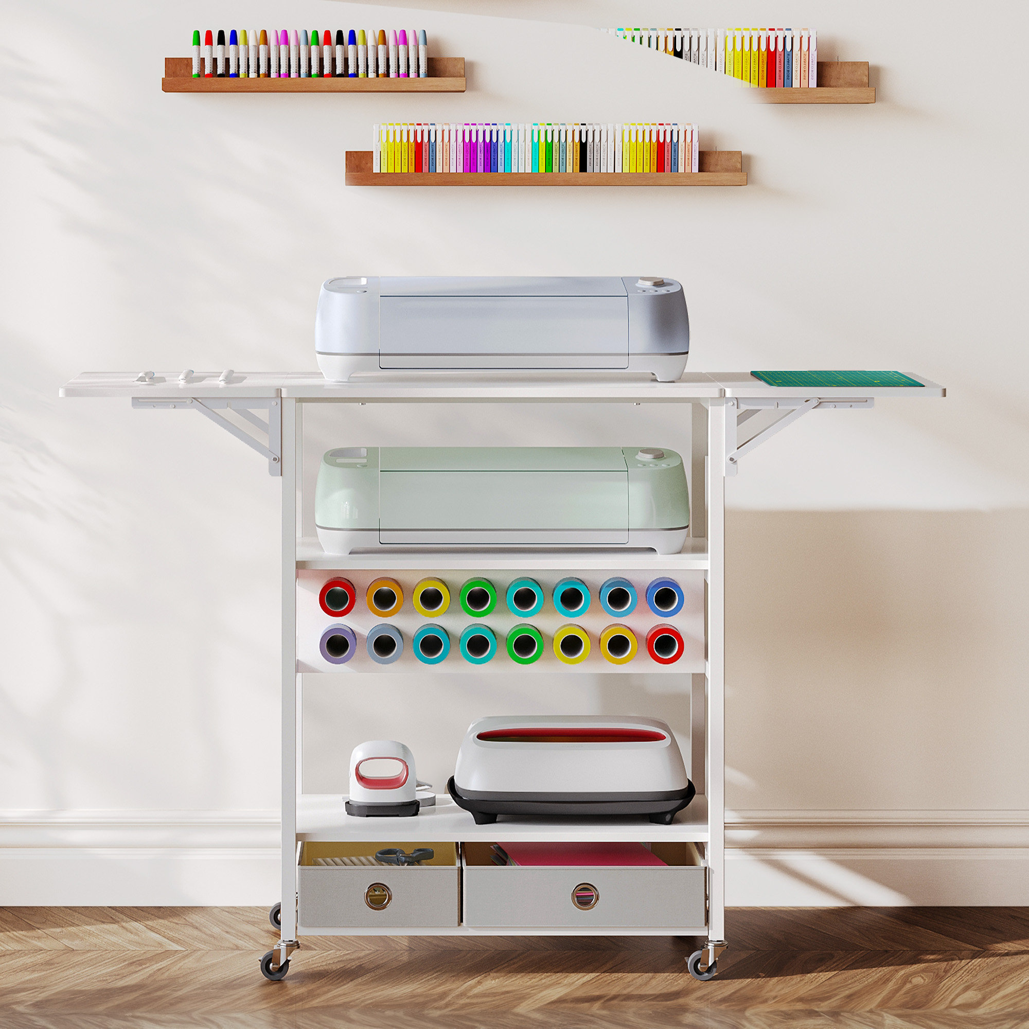 Ackitry Movable Circut Machine Storage Table Craft Table 4 Tier ...