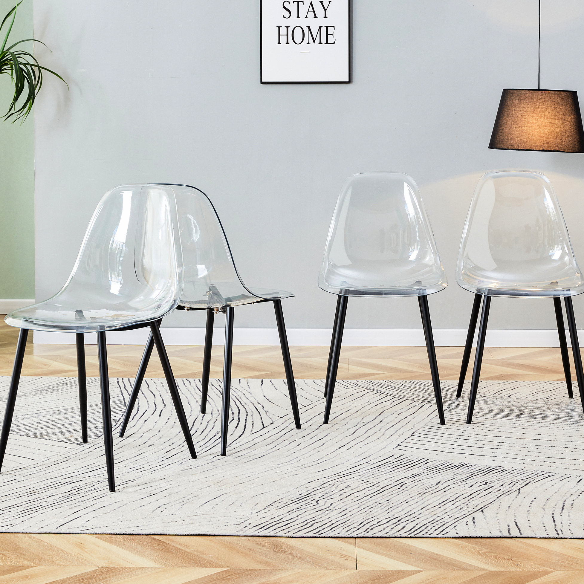 Hokku Designs Sallie Crystal Dining Chair Metal Leg Slight Curvature ...