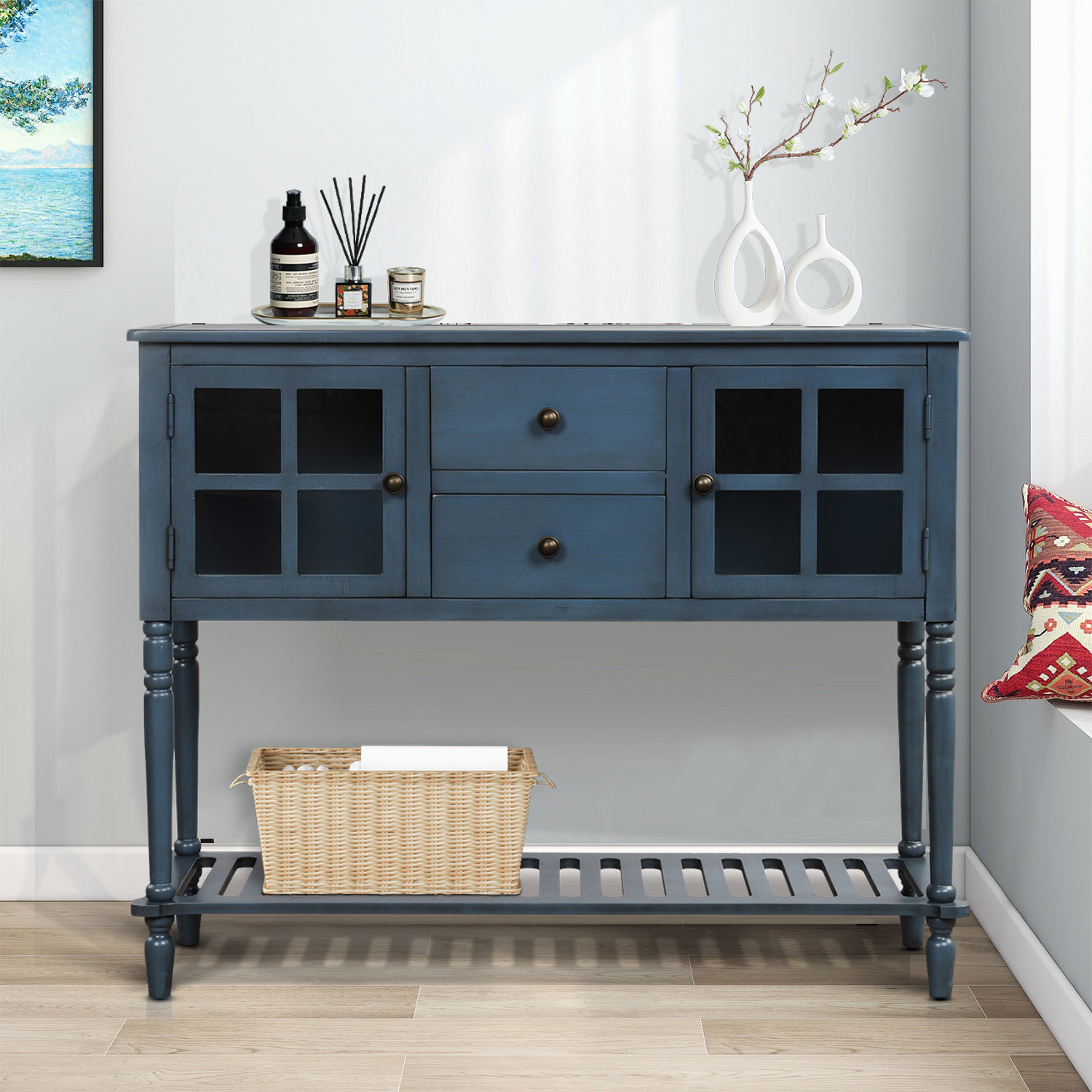 Breakwater Bay Solid Wood Frame Console Table With Two Drawers And A ...
