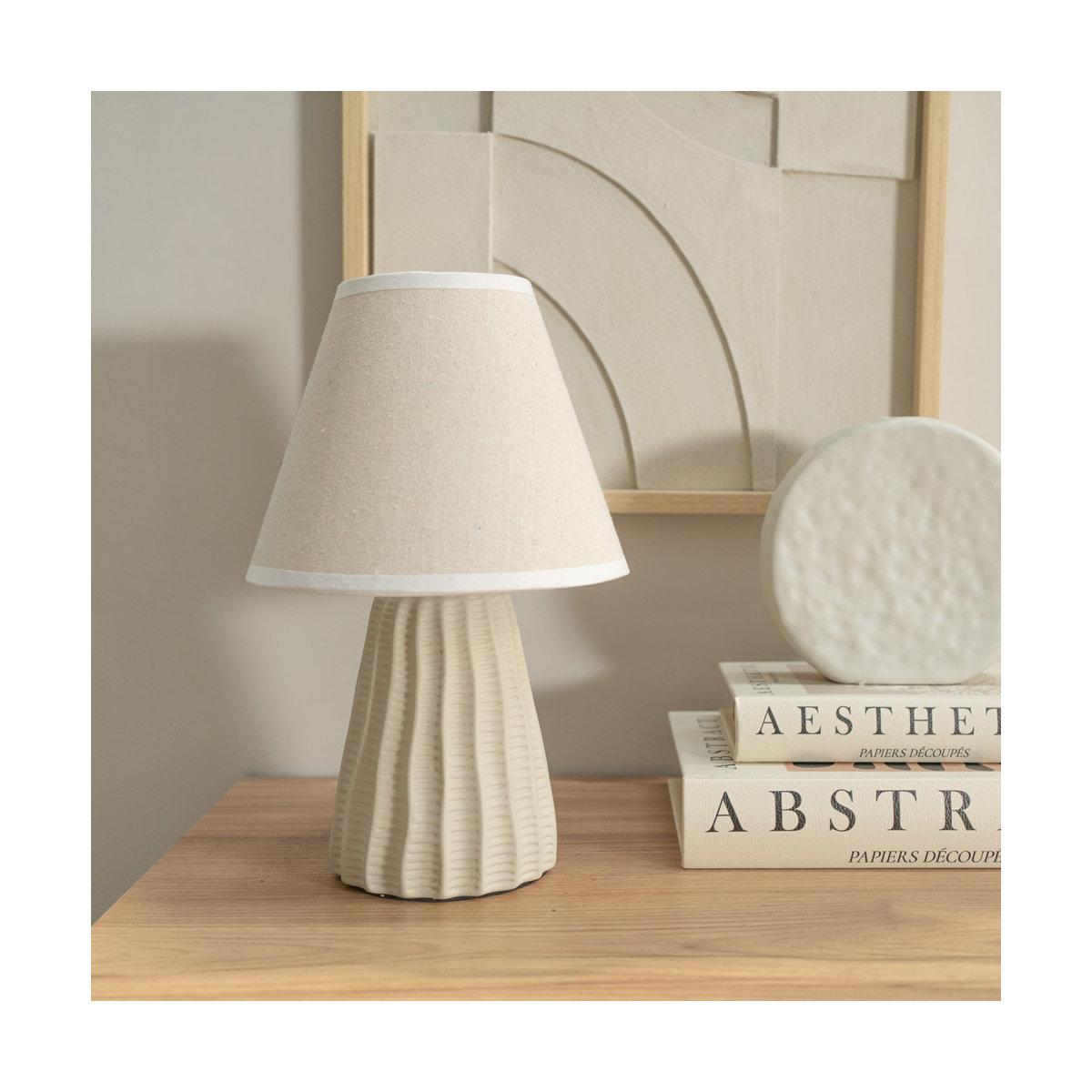 Metro Lane Curnin Pair Natural Ceramic Table Lamps with Tapered Lamp ...