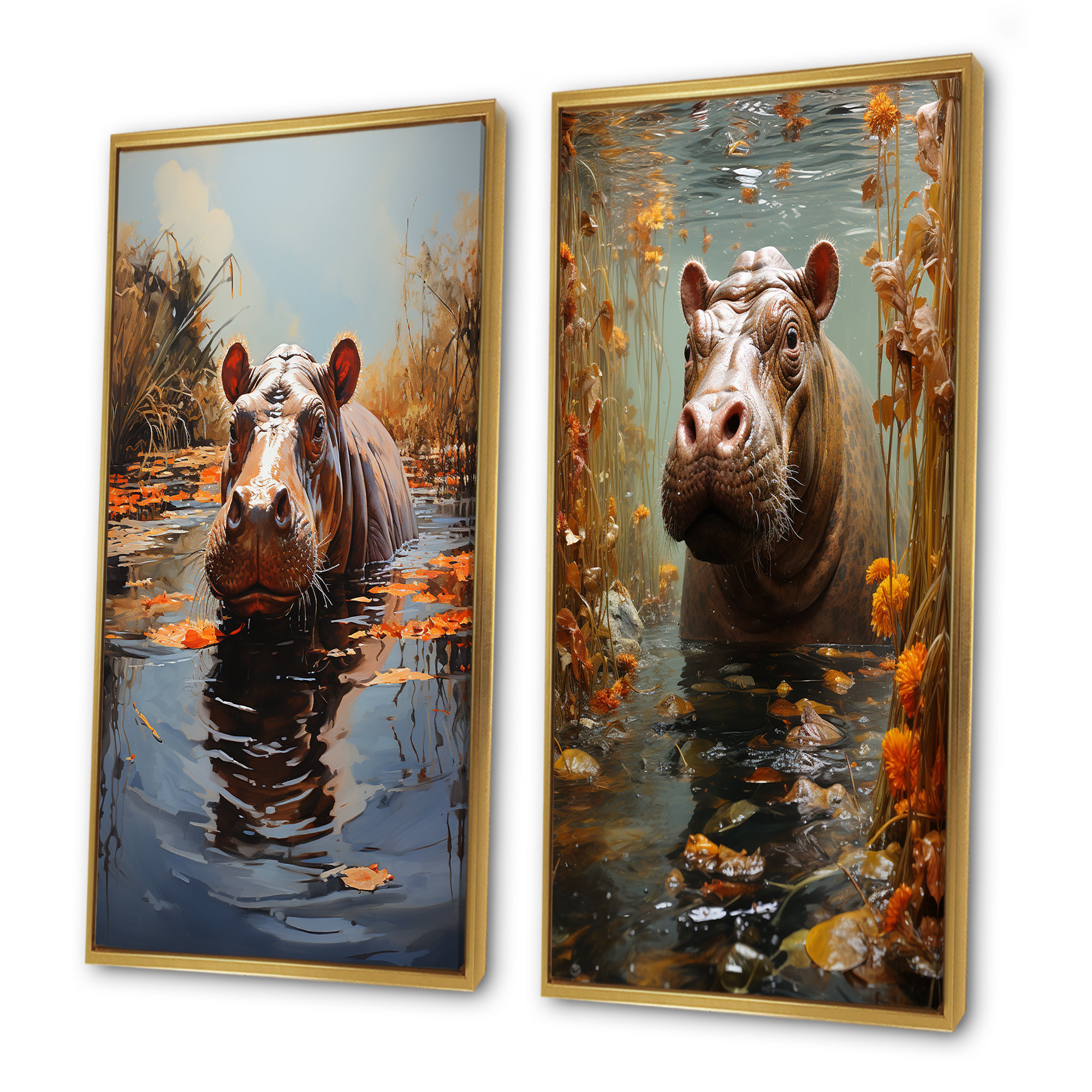 Winston Porter Grey Hippo Guardian Of The Savannah II - Hippopotamus ...