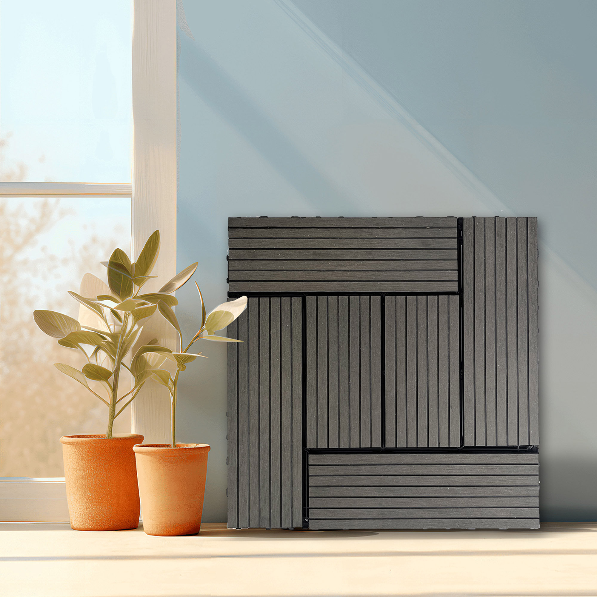 GROUPES Wood Plastic Composite Deck Tiles Set Of 20Pcs, Composite ...